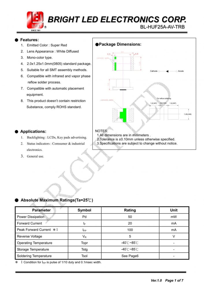 BL-HUF25A-AV-TRB datasheet page 2