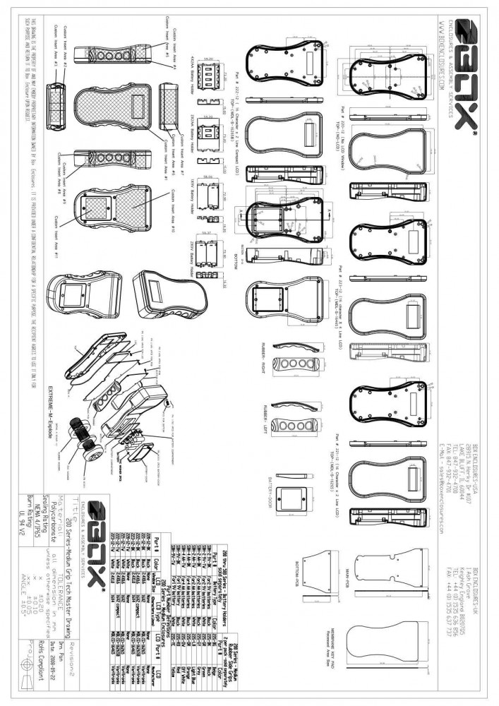200 Series medium-grip enclosure technical drawing visual for Box Enclosures model 220-12