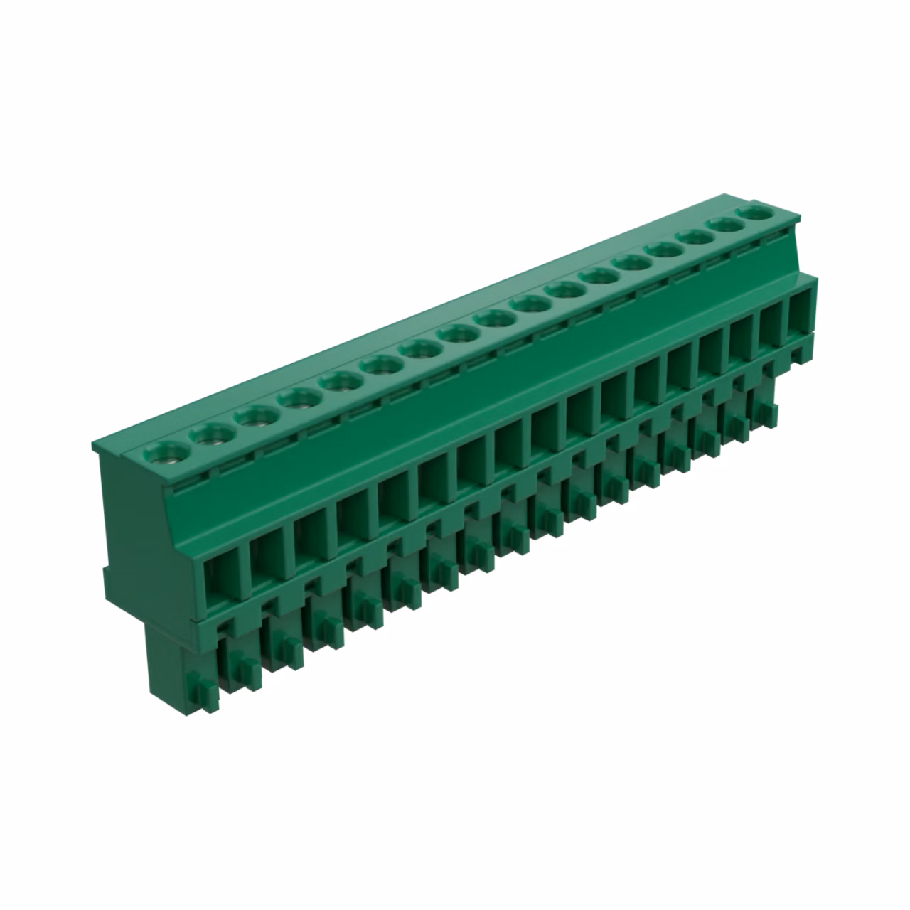 3.81mm Pitch Eurostyle Vertical Plug, Front Wire Entry, Green Housing, Gold (Au) Plated, 17 Circuits for sale