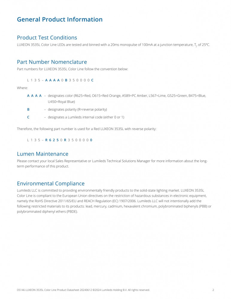 LUXEON 3535L Color Line datasheet page 3