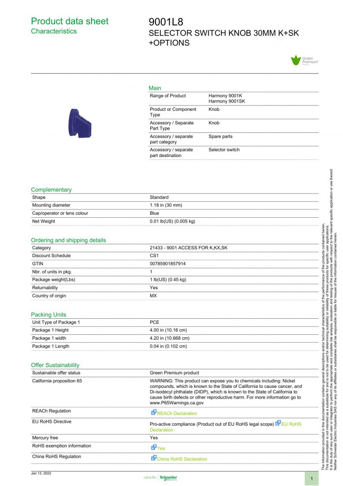 9001L8 technical document page 1