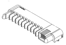 EXTreme Ten60Power Right-Angle Receptacle with Side Guides, 25 Signal Circuits, 10 DC Power Circuits