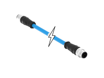 Micro-Change (M12) Single-Ended Cordset, 4 Poles, D-Coded, Male (90°) to Pigtail, 24 AWG, Teal PUR WSOR Cable, 3.0m (9.84') Length
