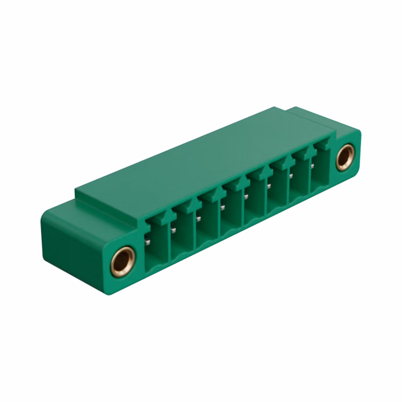 3.50mm Pitch Eurostyle Right-Angle PCB Header, with Threaded Retention Inserts, Green Housing, 8 Circuits for sale