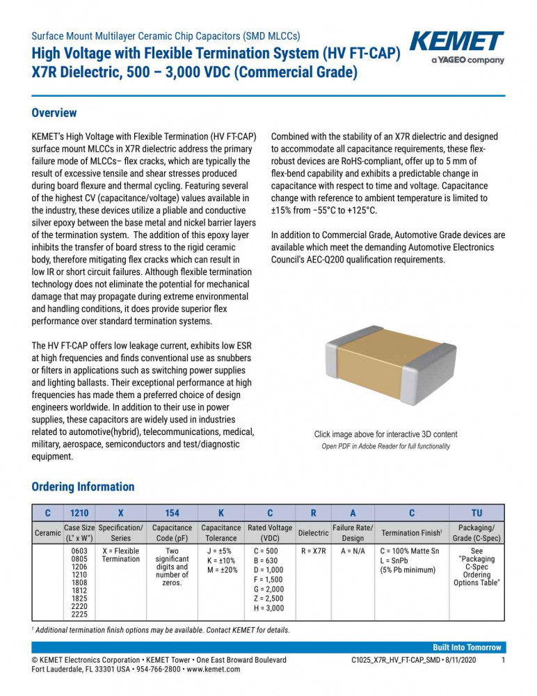 KEMET HV FT-CAP datasheet page 1
