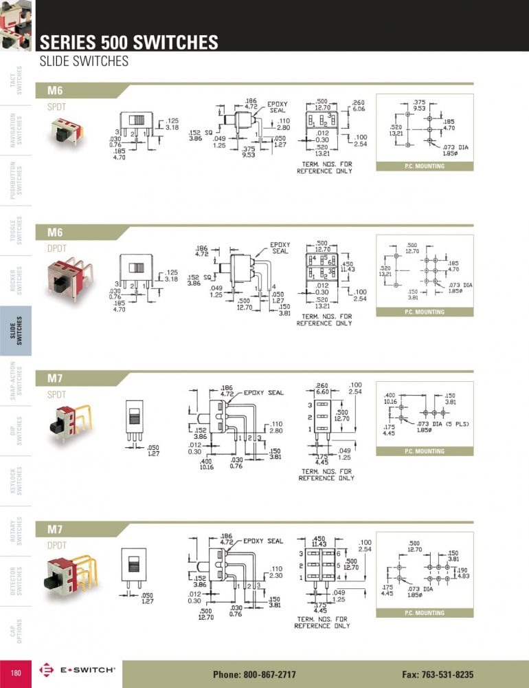 E-Switch 500 series datasheet page 3