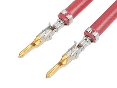 Pre-Crimped Lead Mini-Fit Jr. Male-to-Mini-Fit Jr. Male, Gold (Au) Plating, 300.00mm Length, 16 AWG, Red for sale