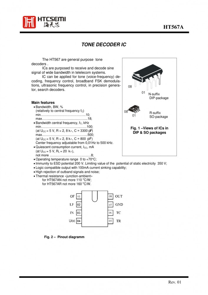 HT567ARZ datasheet page 1