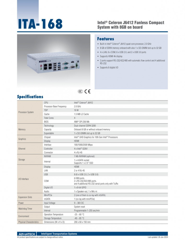 ITA-168 product documentation page 1