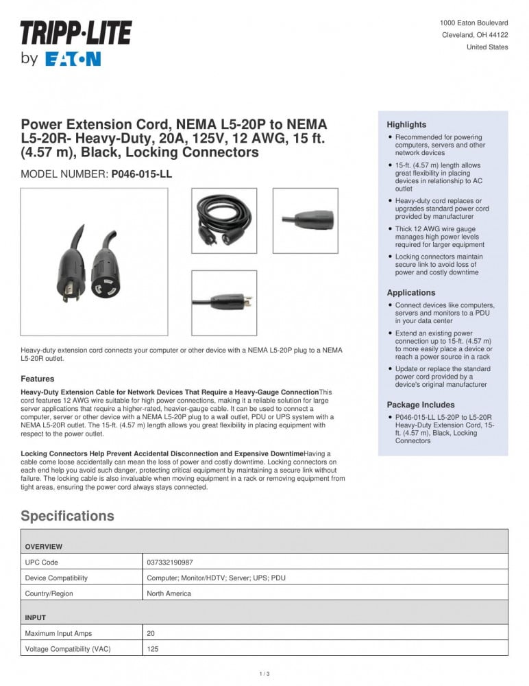 P046-015-LL technical document page 1