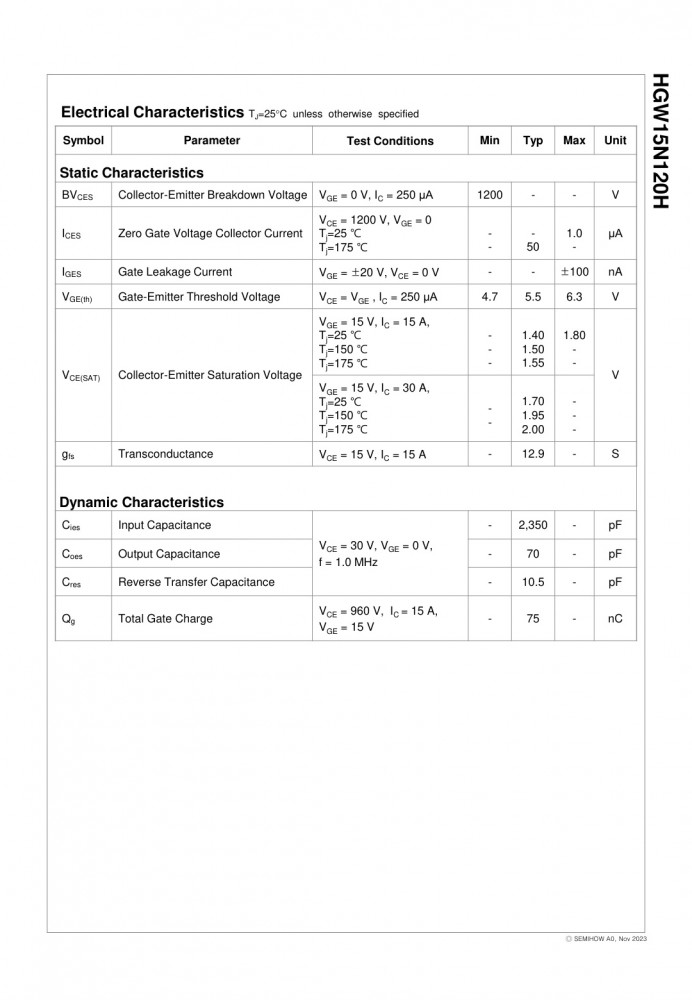 HGW15N120H datasheet page 2