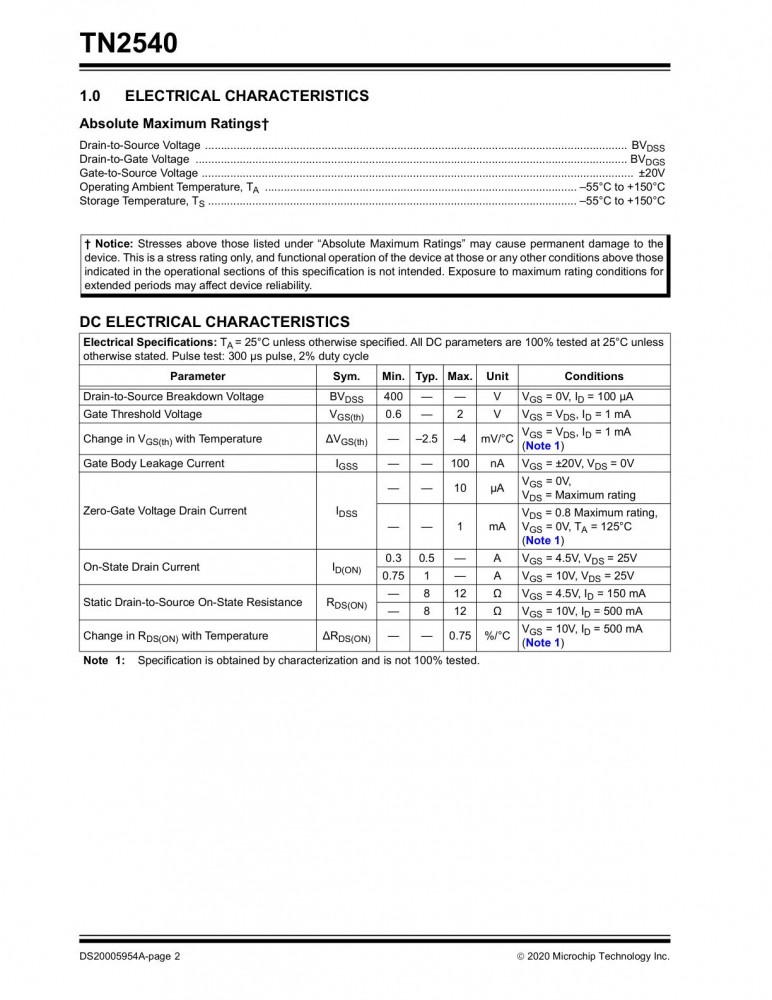 TN2540N3 technical document page 2