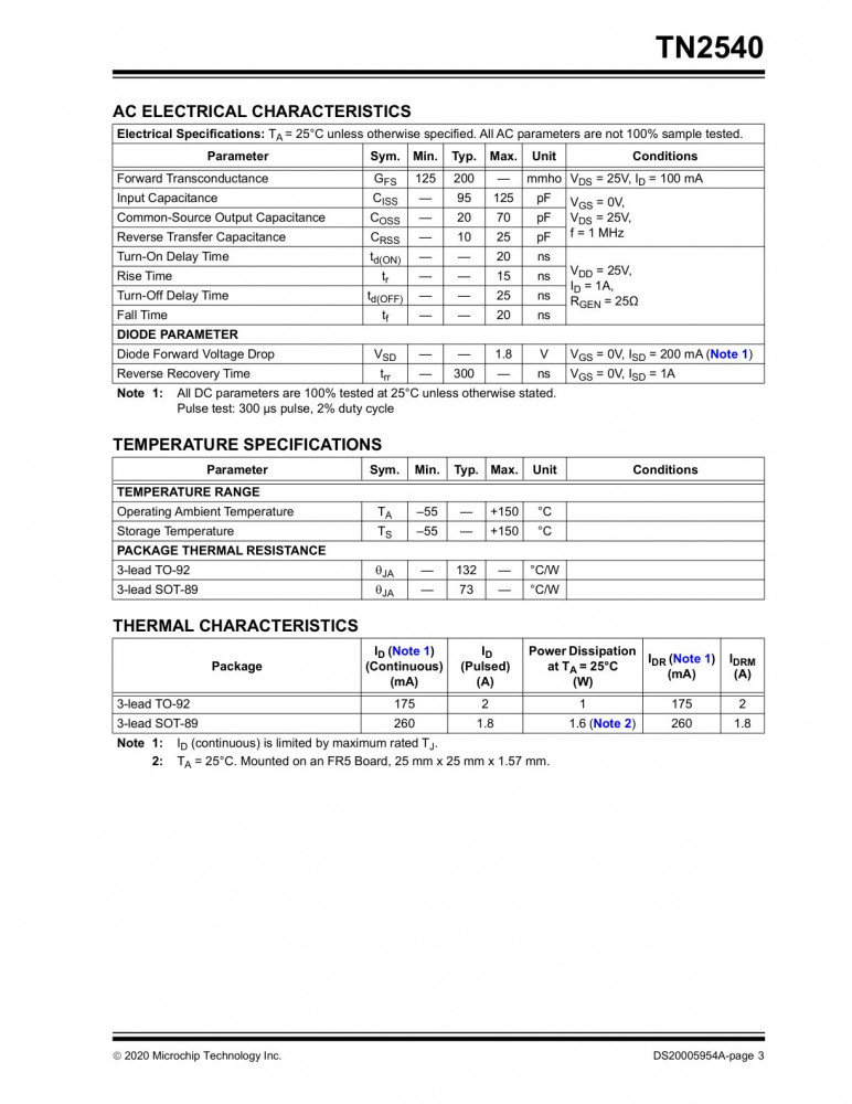 TN2540N3 technical document page 3