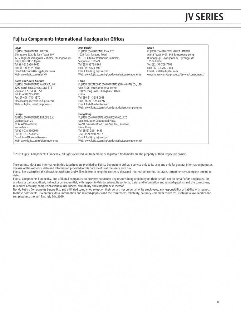 JV Series datasheet page 8