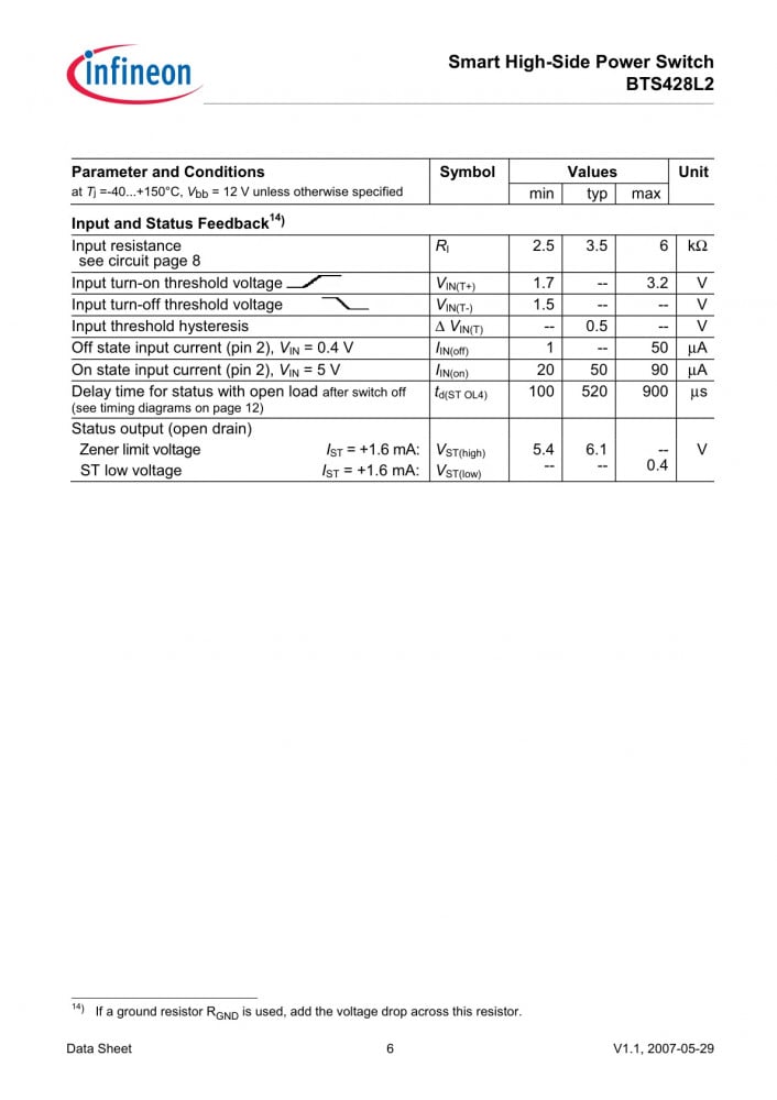 BTS428L2 datasheet page 6