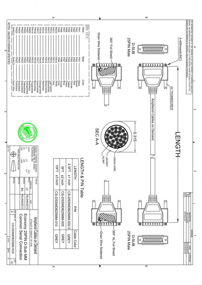 CS-DSSMDB25MM-010 manufacturer drawing