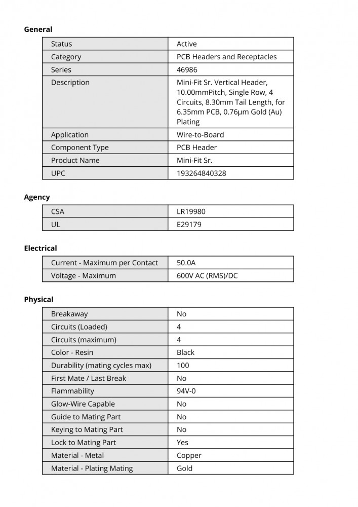 MOLEX 469864431 technical document preview page 2
