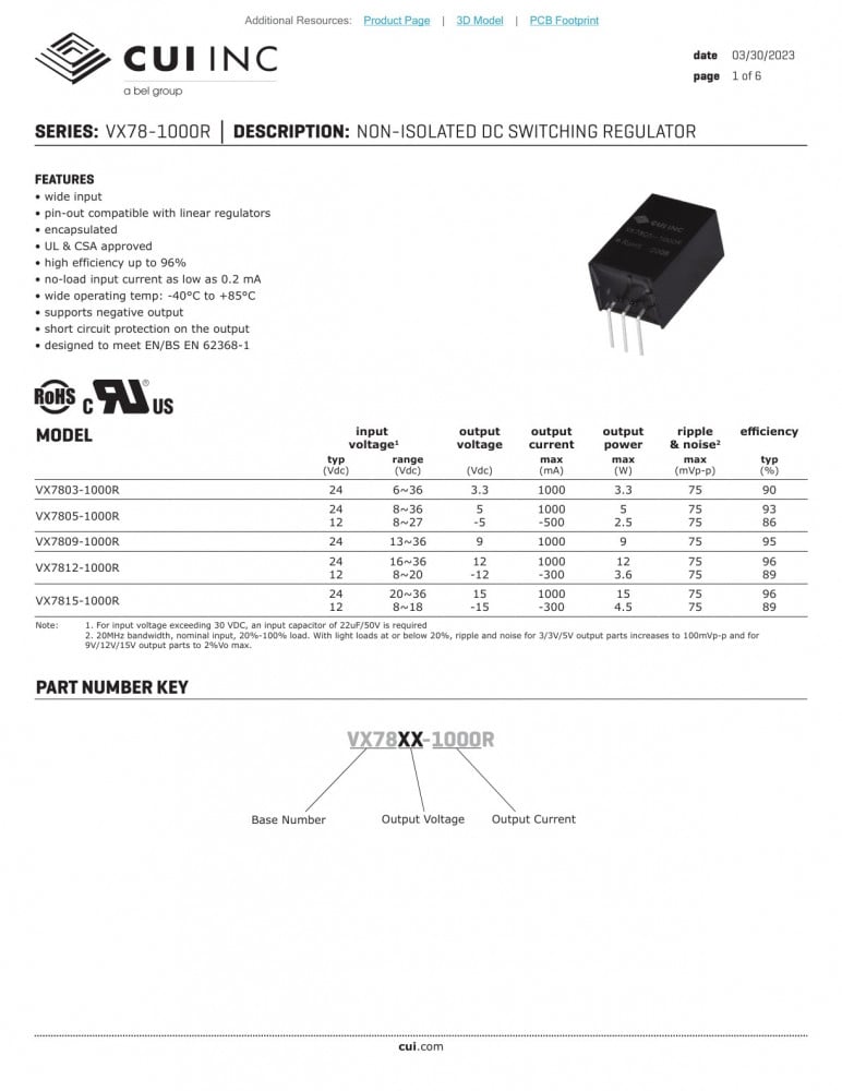 VX7805-1000R datasheet page 1