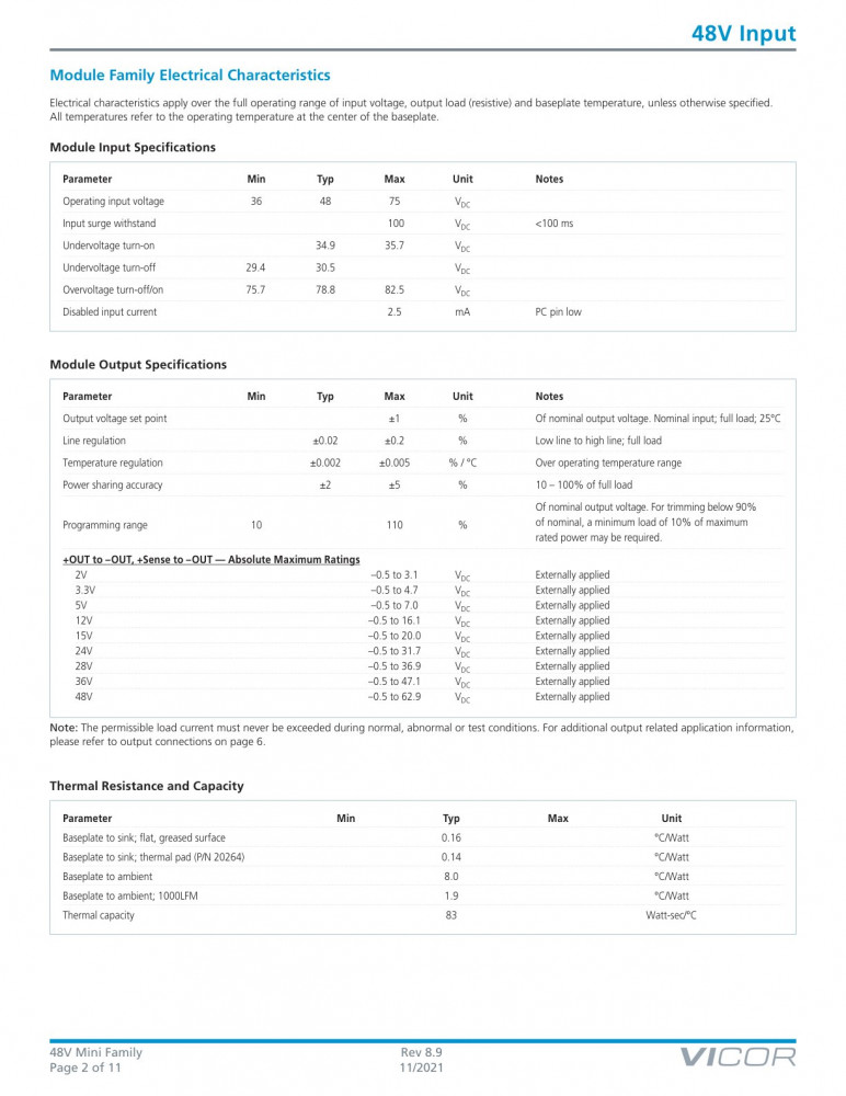 VICOR converter document page 2