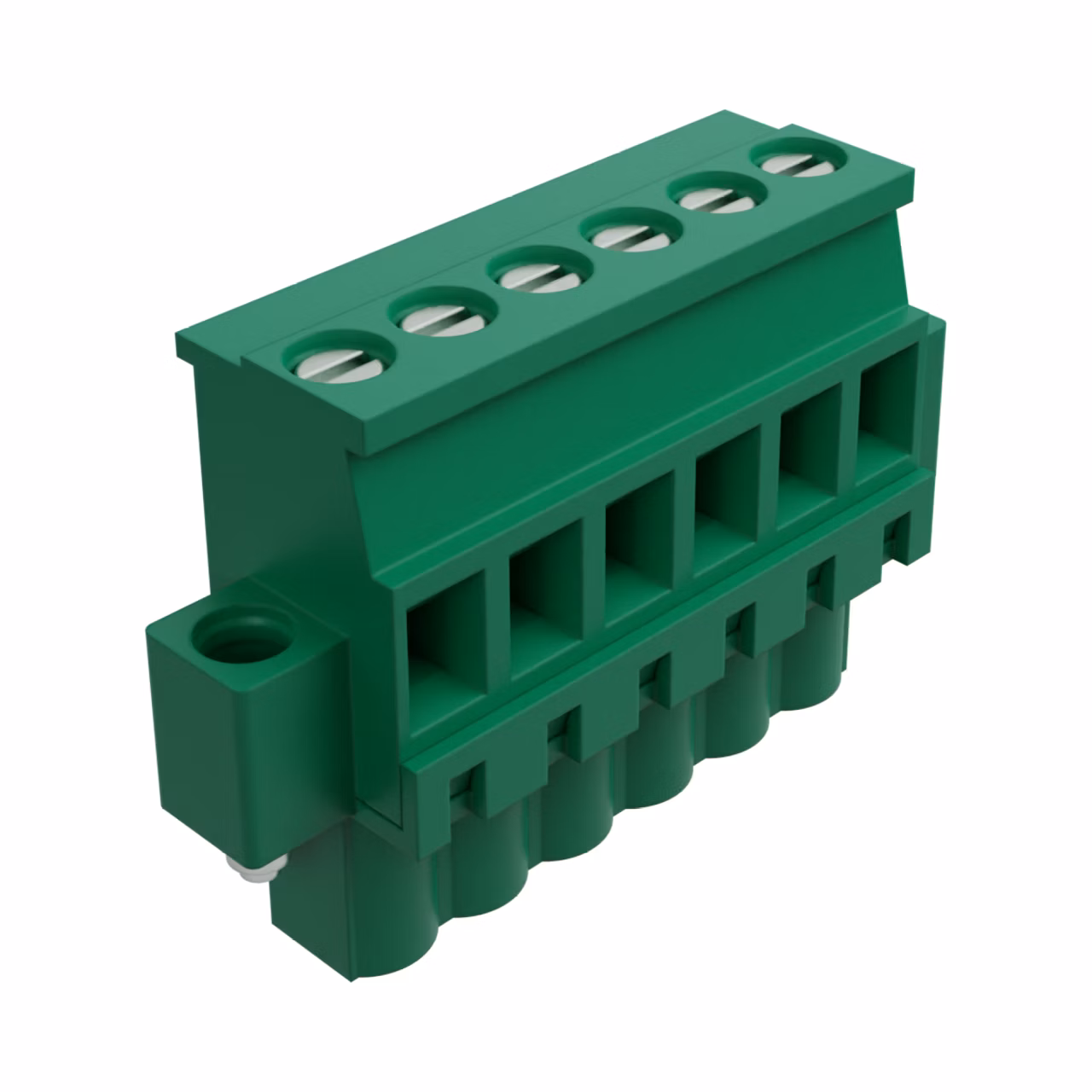 5.00mm Pitch Eurostyle Vertical Plug, with Retention Screws, Rear Wire Entry, Green Housing, Gold (Au) Plated, 6 Circuits for sale