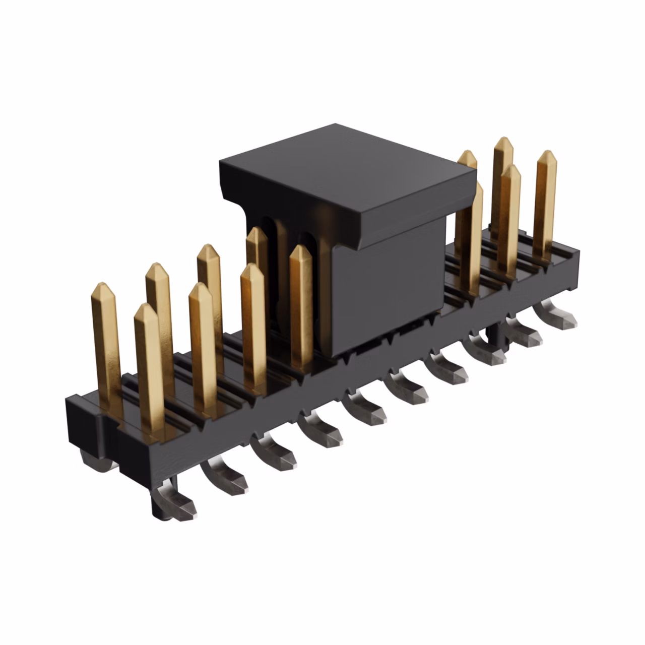 Milli-Grid Header, Vertical, Surface Mount, 20 Circuits, 0.76µm Gold (Au) Plating, Mating Pin Length 3.80mm, with Cap and Pegs, Tape and Reel, Lead-Free