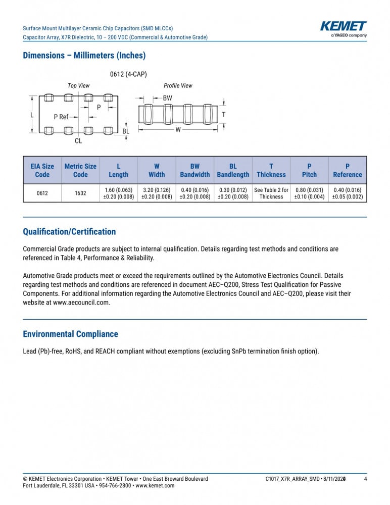 KEMET CA064 technical document page 4