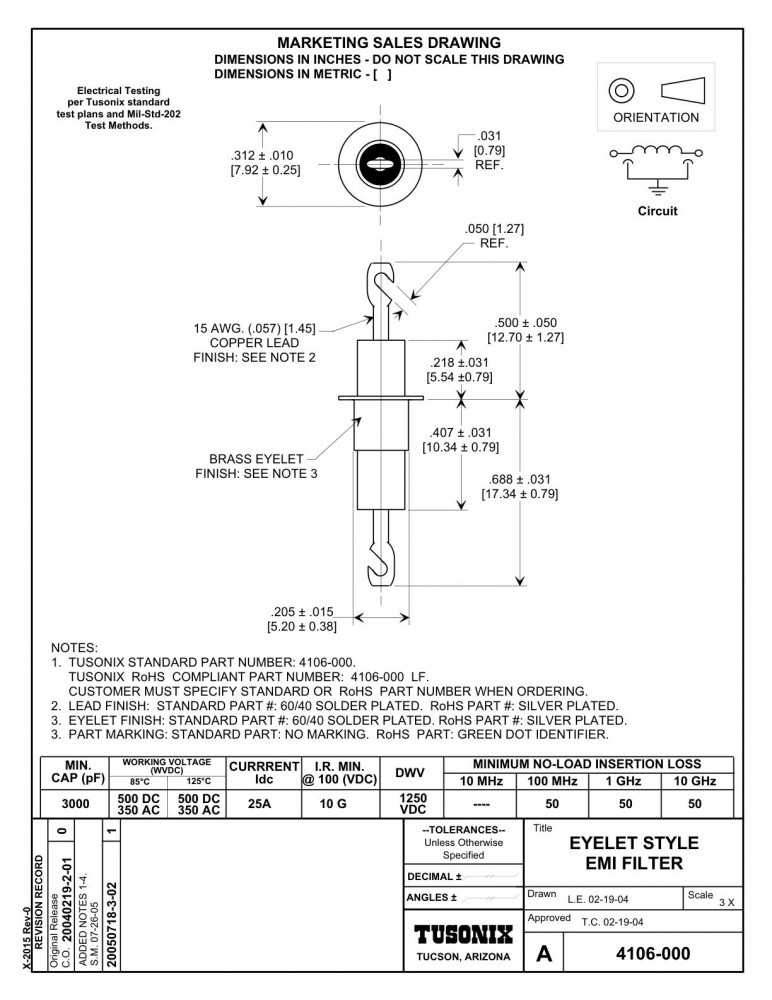 Tusonix CTS 4106-000 technical drawing