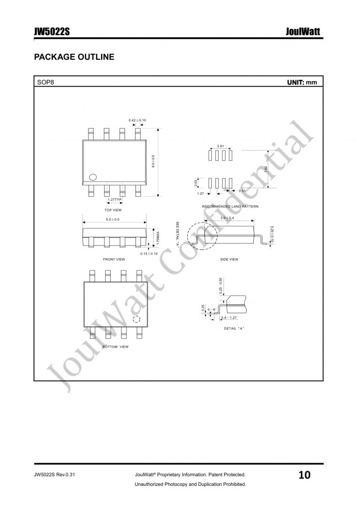 JW5022S datasheet page 10