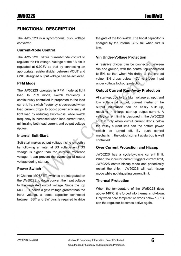 JW5022S datasheet page 6