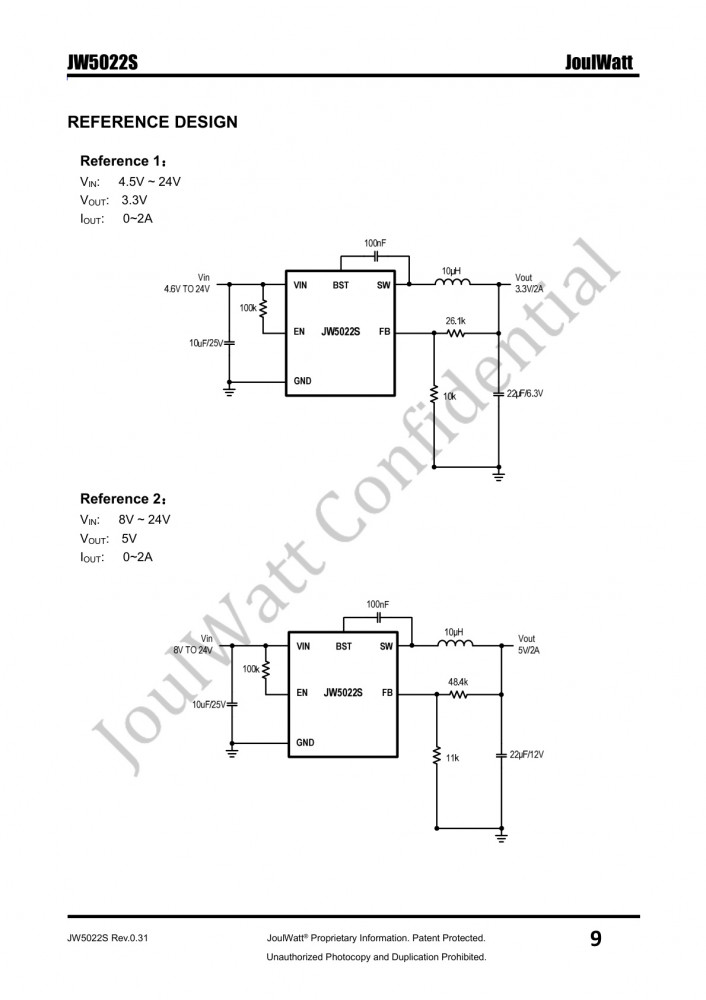 JW5022S datasheet page 9