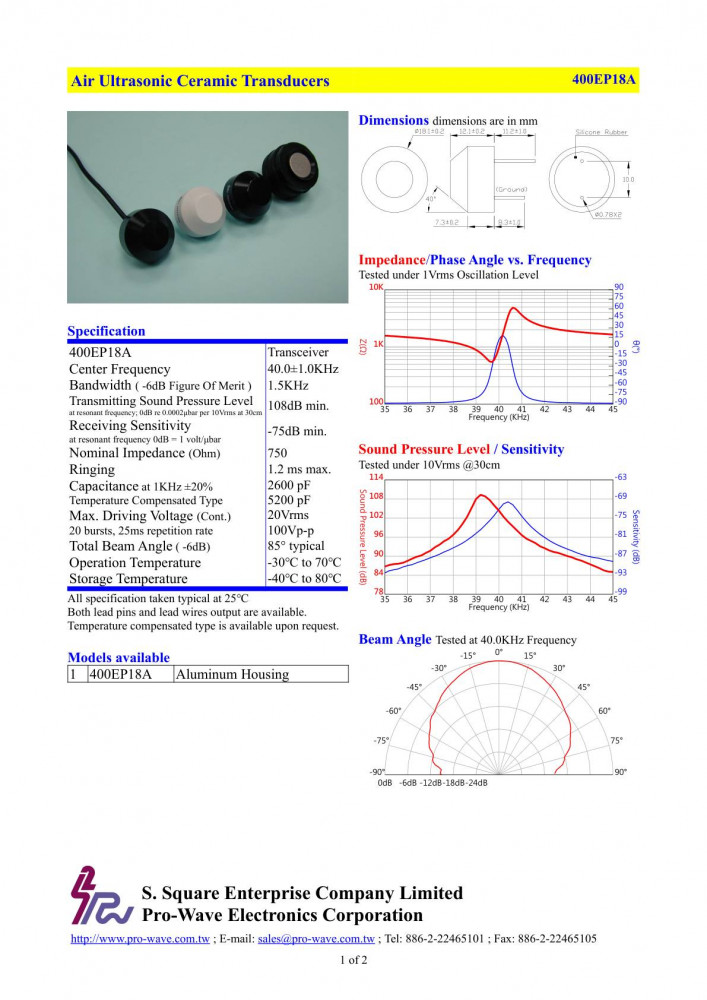 400EP18A technical document page 1