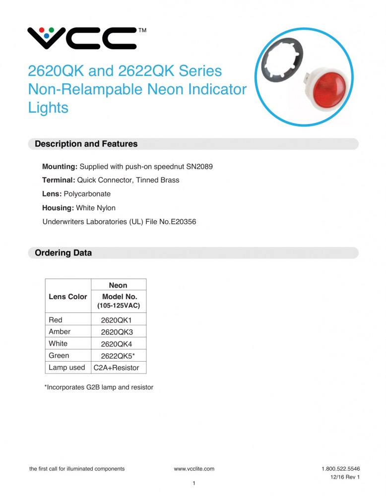 2620QK and 2622QK series product literature, page 1