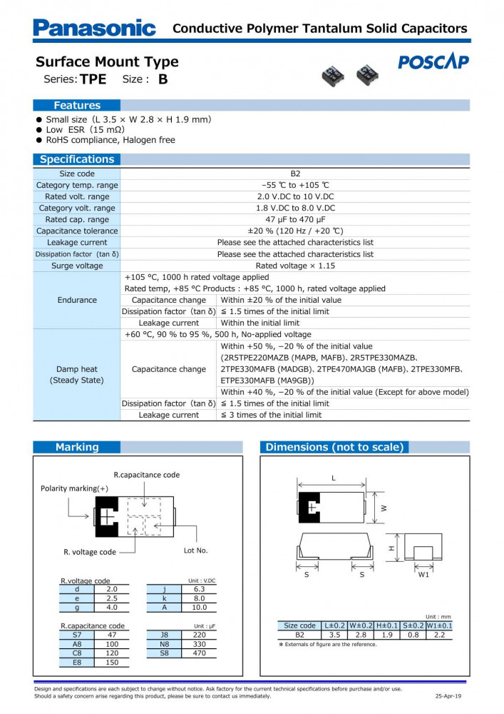 PANASONIC POSCAP catalog page 1