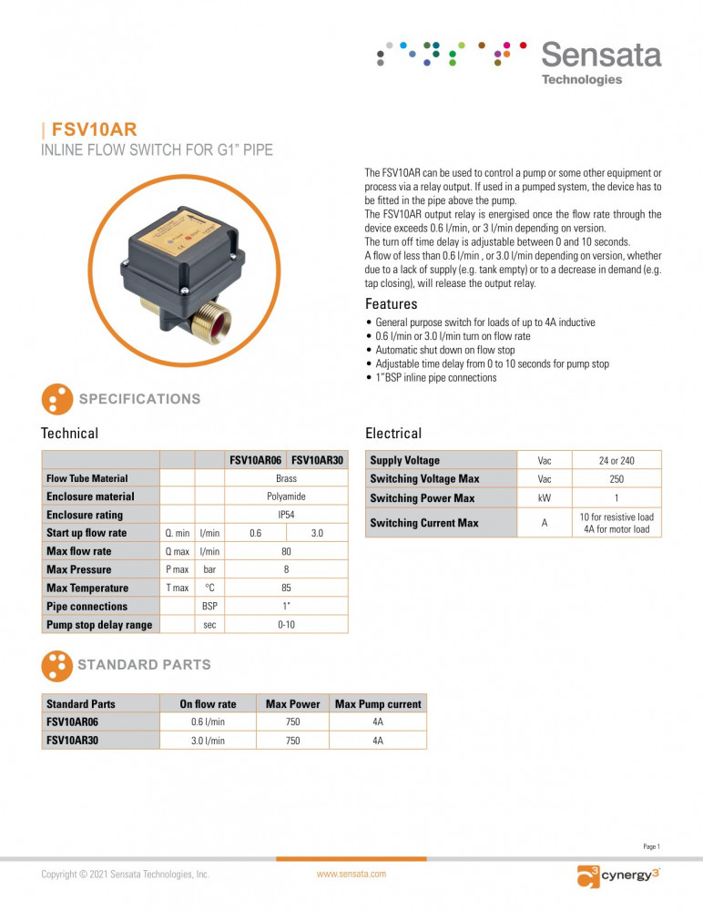 FSV10AR06 technical document page 1