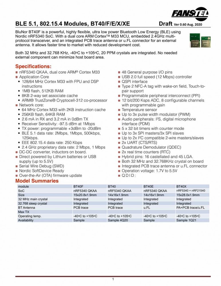 EV-BT40E technical document page 1