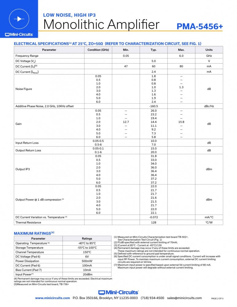 PMA-5456+ datasheet page 2