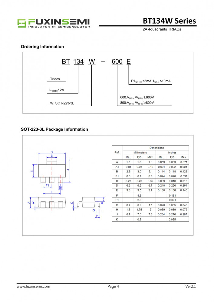 BT134W-600E technical document page 4