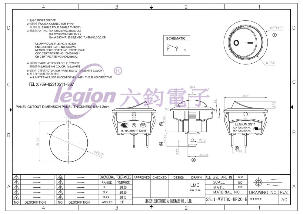Legion SS11-WWIBQ-RR20-R technical document preview