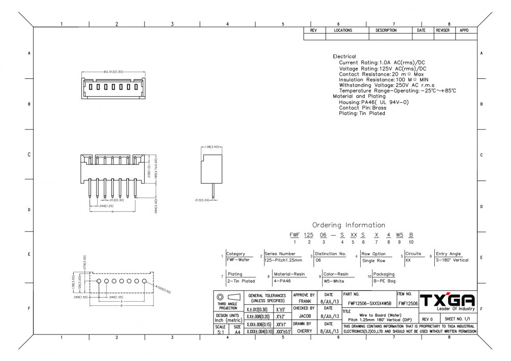 FWF12506-S08S24W5B technical document page 1