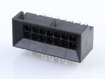 Micro-Fit CPI Header, Dual Row, Vertical, Compliant Pin Interface, 8 Circuits, LCP, Glass-Filled, UL 94V-0, 0.76µm Gold (Au) Selective Contact Plating, Tin (Sn) Plated Tails, Glow-Wire Capable