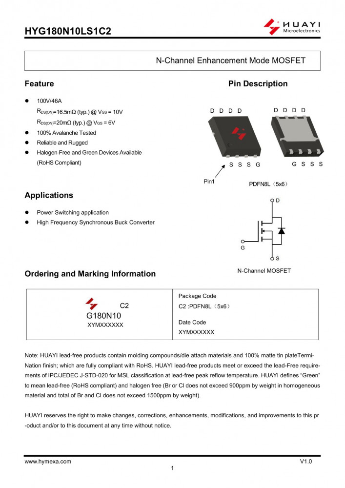 HYG180N10LS1C2 datasheet page 1