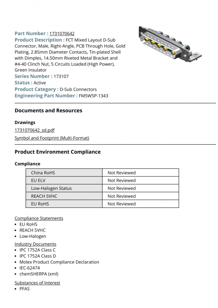 MOLEX 1731070642 technical drawing page 1