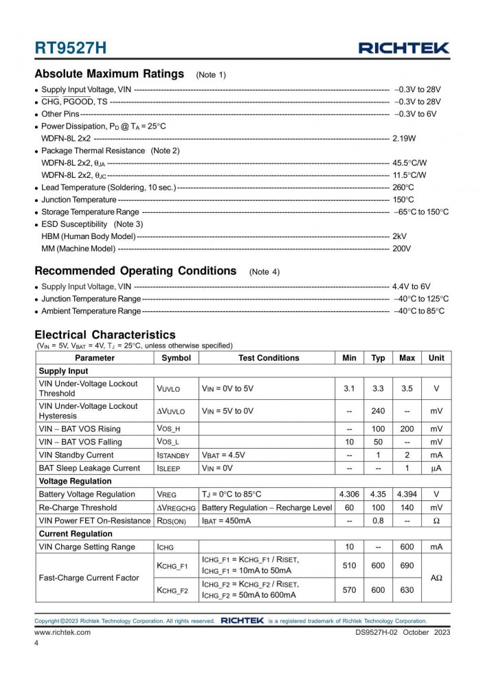RT9527H datasheet page 4