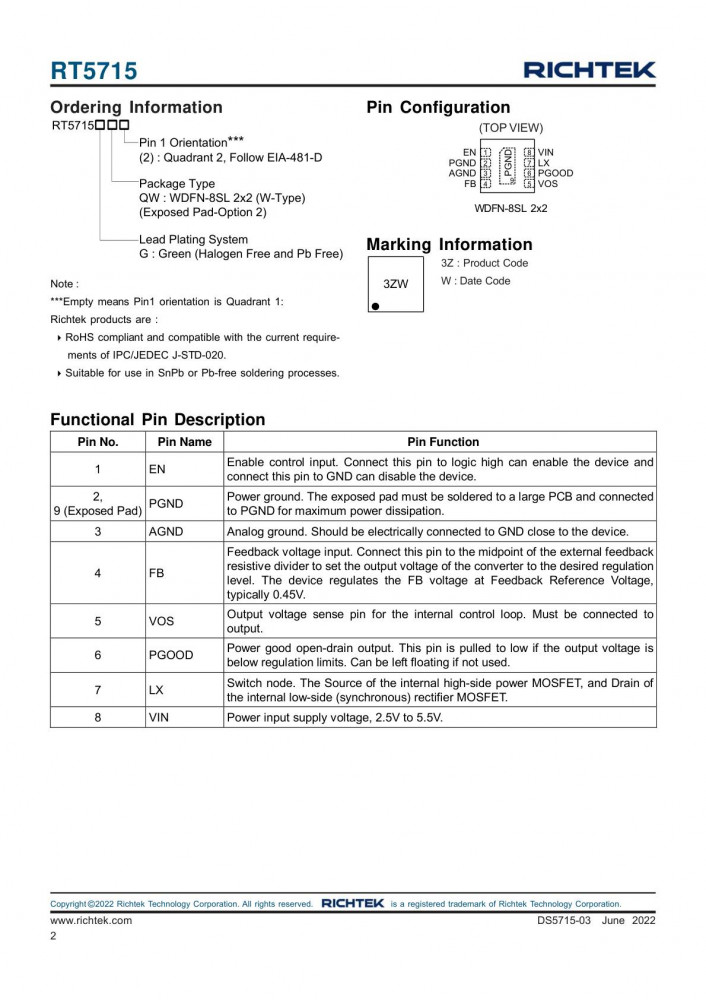 RT5715 technical document page 2