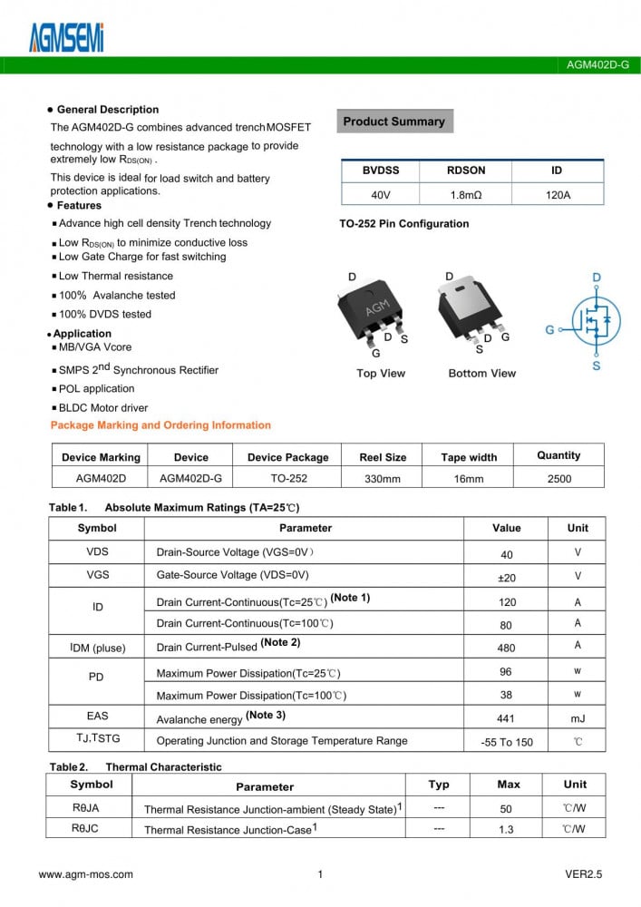 AGM402D-G datasheet page 1