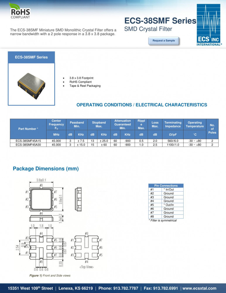 ECS-38SMF series technical document page