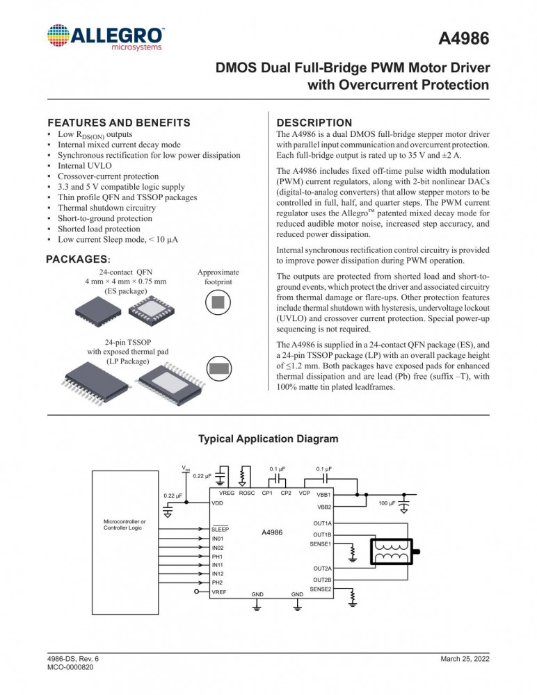 A4986 datasheet page 1
