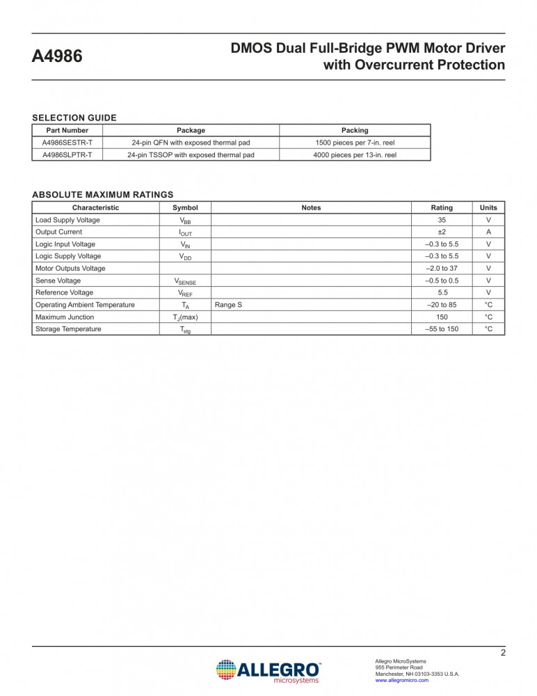A4986 datasheet page 2