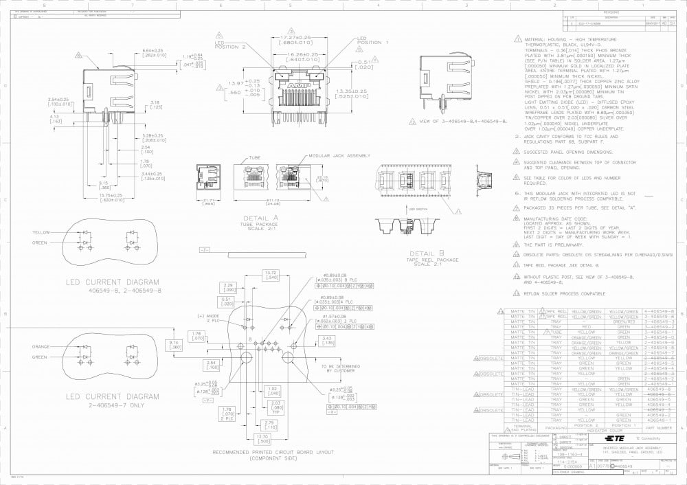 TE Connectivity 2-406549-1 controlled drawing