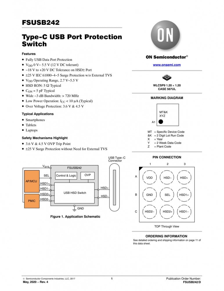 FSUSB242 technical document page 1